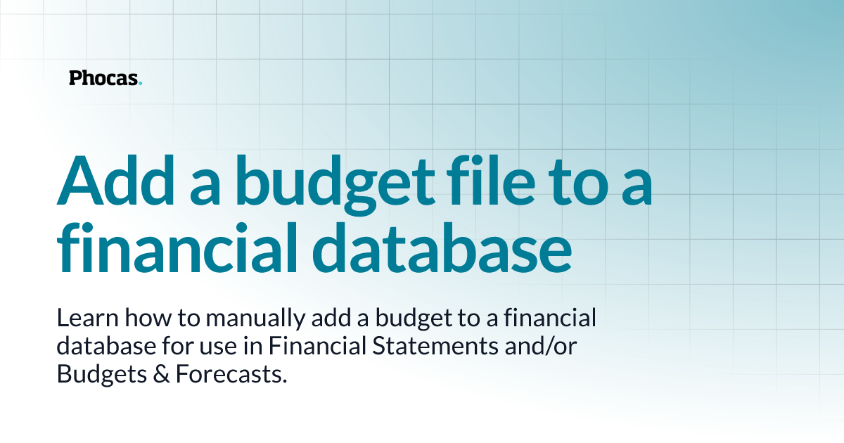 Add a budget file to a financial database | User documentation