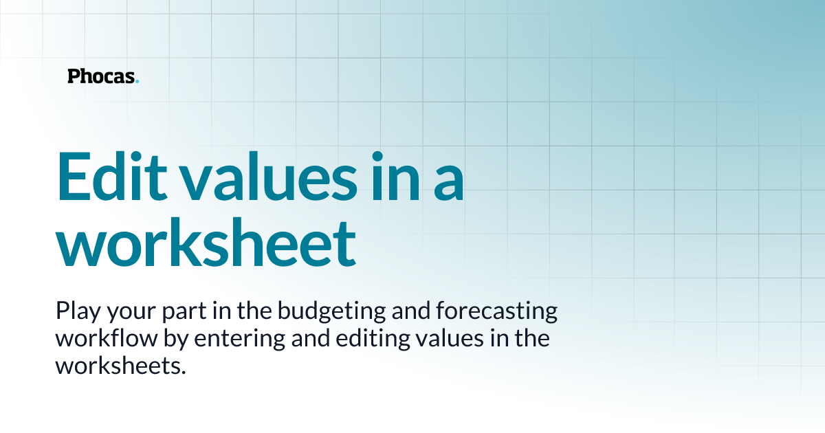 Edit values in a worksheet | Budgets & Forecasts | User documentation