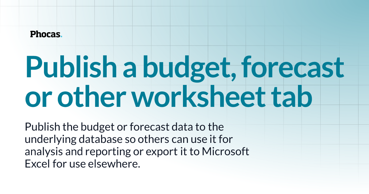Publish a budget, forecast or other worksheet tab | User documentation