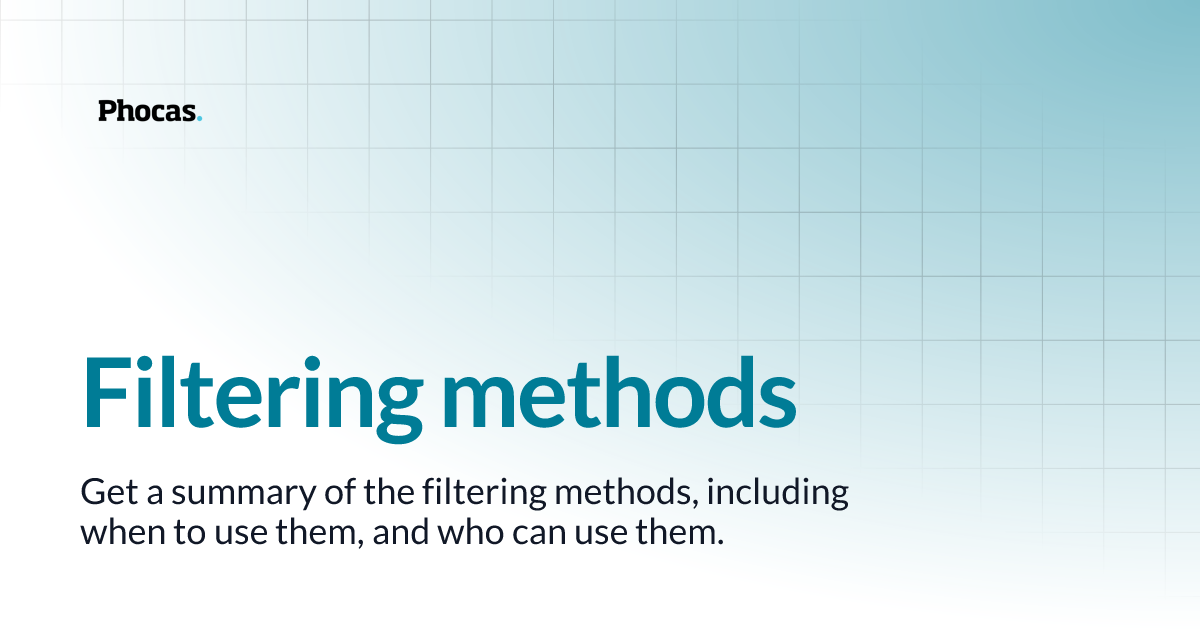 Filtering methods | Budgets & Forecasts | User documentation