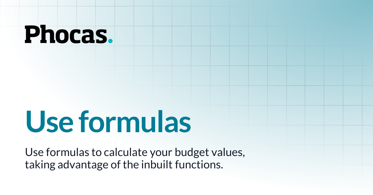 Use formulas | Budgets & Forecasts | User documentation